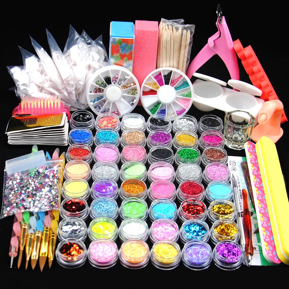 Buy COSCELIA Nail Powder Set 48Pcs Nail Glitter Powder Manicure Kit ...