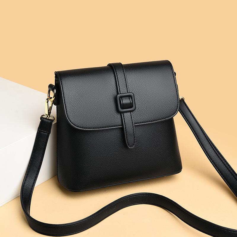 Fashionable Fan Ins Leather Bucket Bag Tide with Wide Shoulder Strap ...