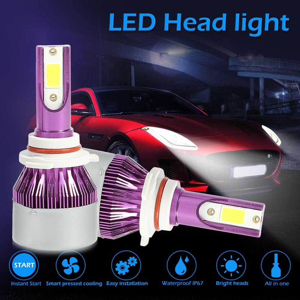 1 Pair COB LED Car Headlight Bulbs 72W Headlamp Fog Light Purple (9006 ...