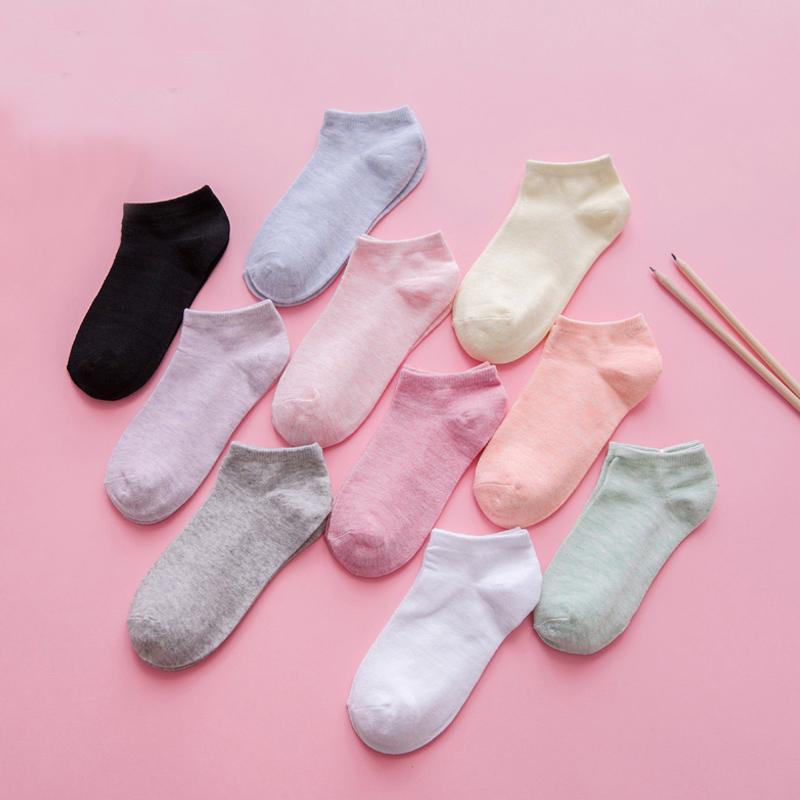 Buy Cute Comfortable Short Socks Solid Colors Women Cotton Softable ...