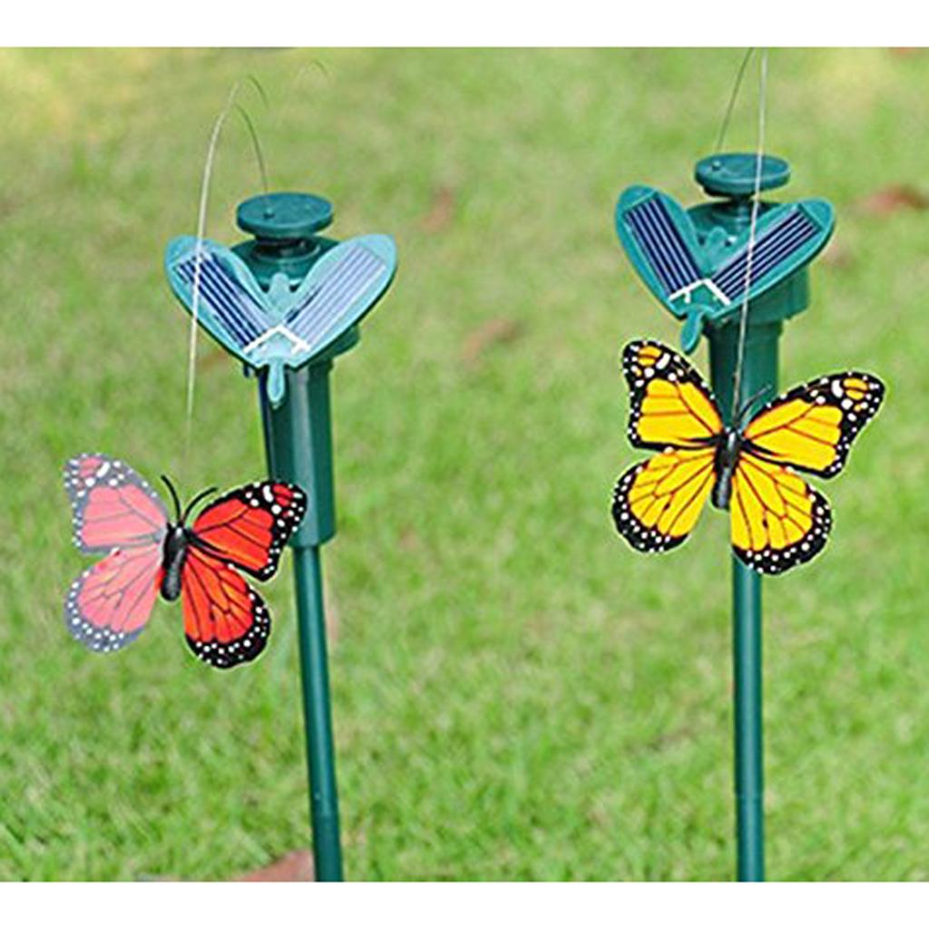 2 Pieces Solar Fluttering Dancing Butterfly Stakes Outdoor Yard Garden ...