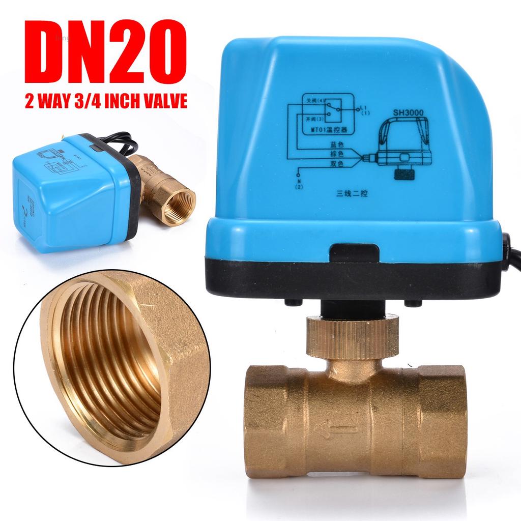 Buy Peigu New Brass G3/4" DN20 3/4 Inch 2 Way 220V Control Motorized Electrical Ball Valve at ...