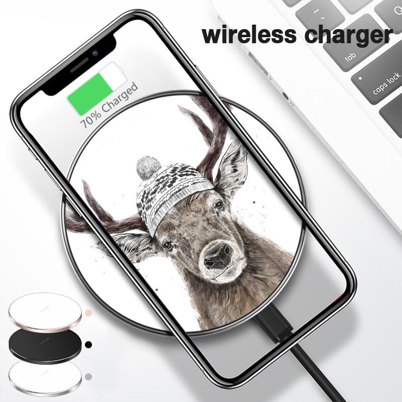 For iPhone Samsung Huawei Xiaomi QI StandardDrawn Reindeer Pattern ...