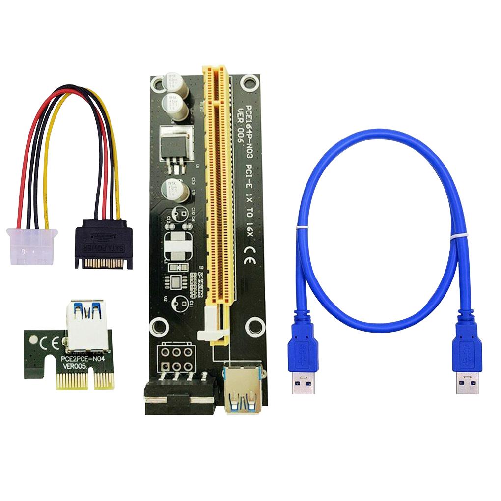 PCi-E 1X to 16X Adapter PCi-E Riser Board Extender Card 4-pin Power ...