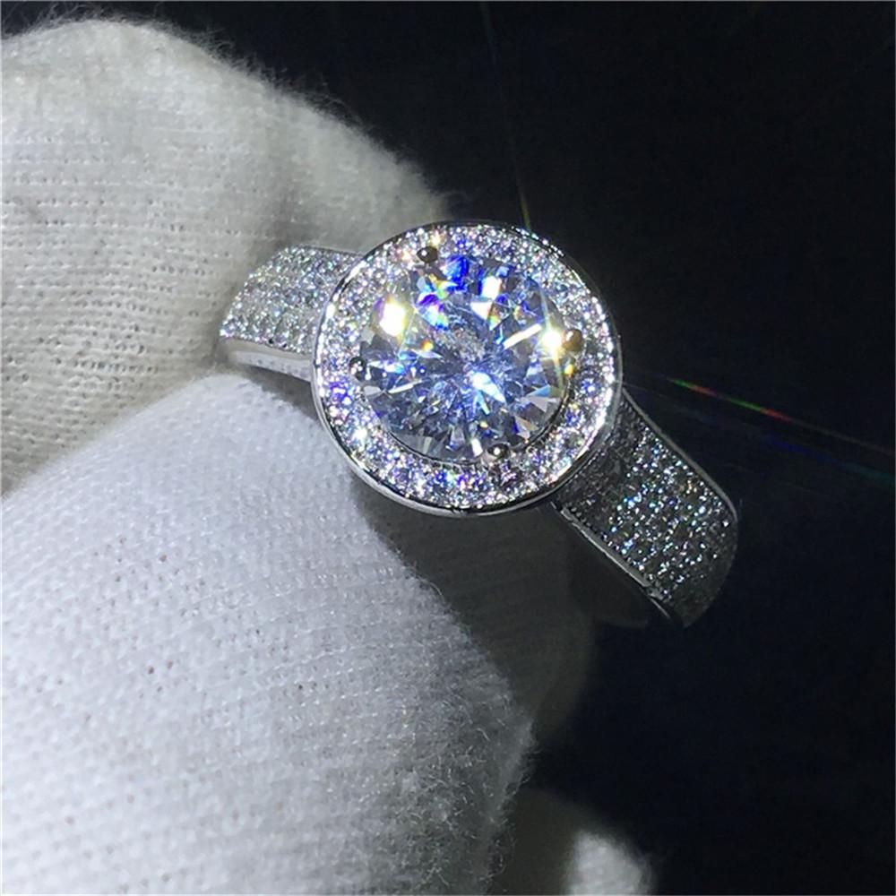 Exquisite Round Crystal Rhinestone Inlay Ring Bridal Wedding Engagement ...