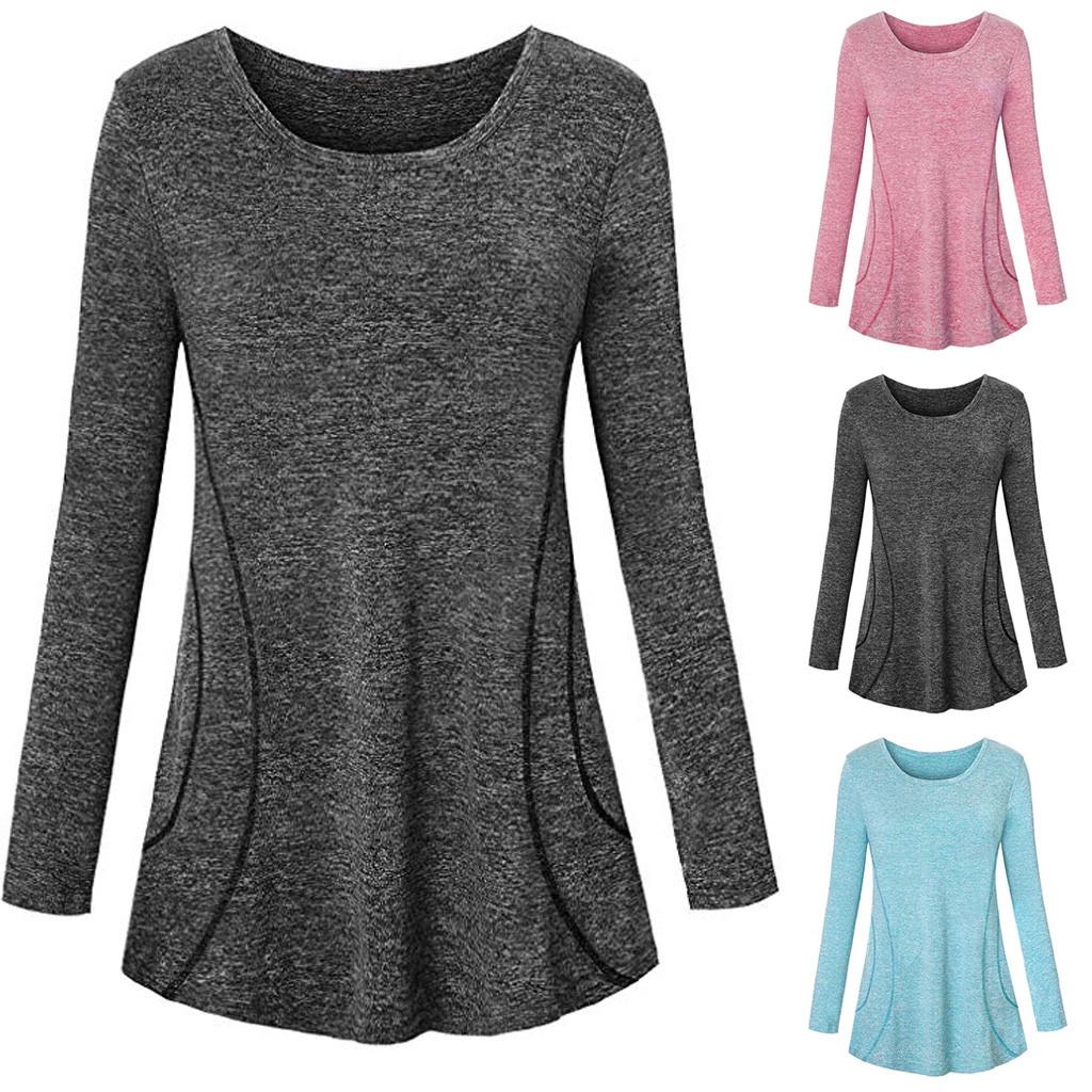 Buy Women Casual Long Sleeve Sport Yoga Cool Dri Workout T-Shirt Blouse ...