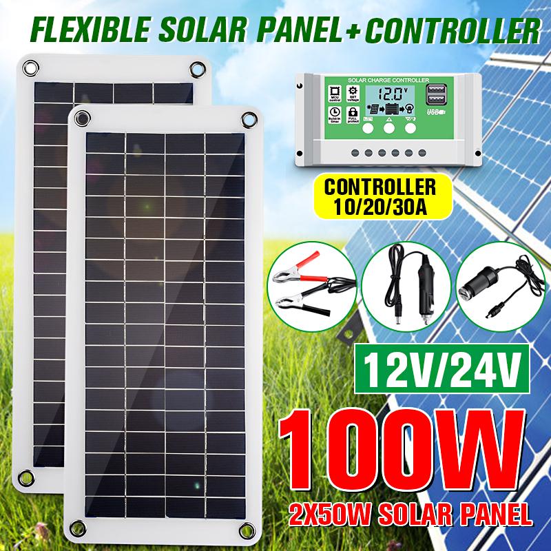Buy 50w 30w Solar Panel With 10/20/30A PWM Controller 18V 12V 24V Light ...