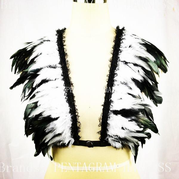 Buy Tops Feather Epaulet Angel Wing Feather Bondage Clothes Harness ...
