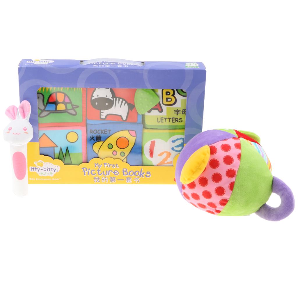 Buy Set of 8 Pieces Infant Baby Cloth Book Development Rattle Squeaker ...