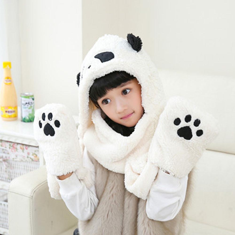 Buy (Fabul11ous)Ladies Faux Fur Winter Warm Fluffy Hood Scarf Hat Snood Pocket Hats Gloves Panda ...