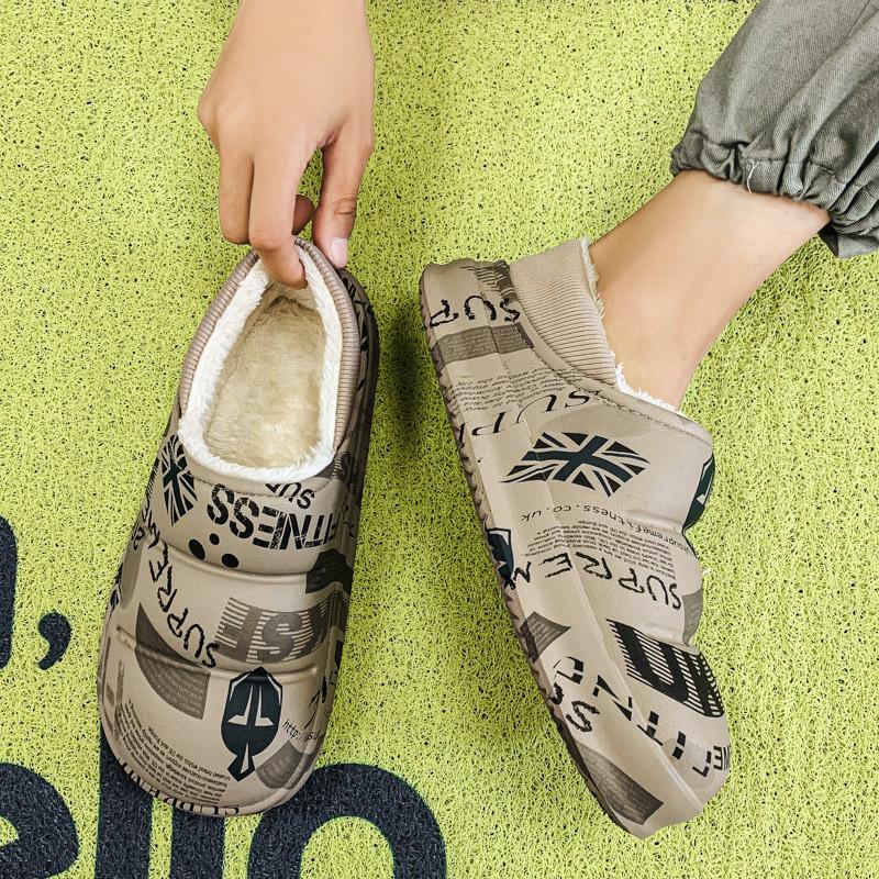 Buy Winter Cotton Slippers Women Men Warm Fur Home Slippers EVA Non ...