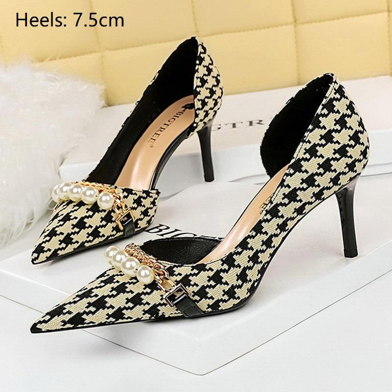 Cheap BIGTREE Shoes Spring Women Pumps Pearl Metal Chain High-heels ...