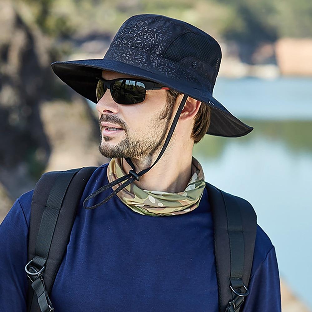 Buy Outdoor Fishing Hat Wide Brim Man Breathable Mesh Fishing Beach ...