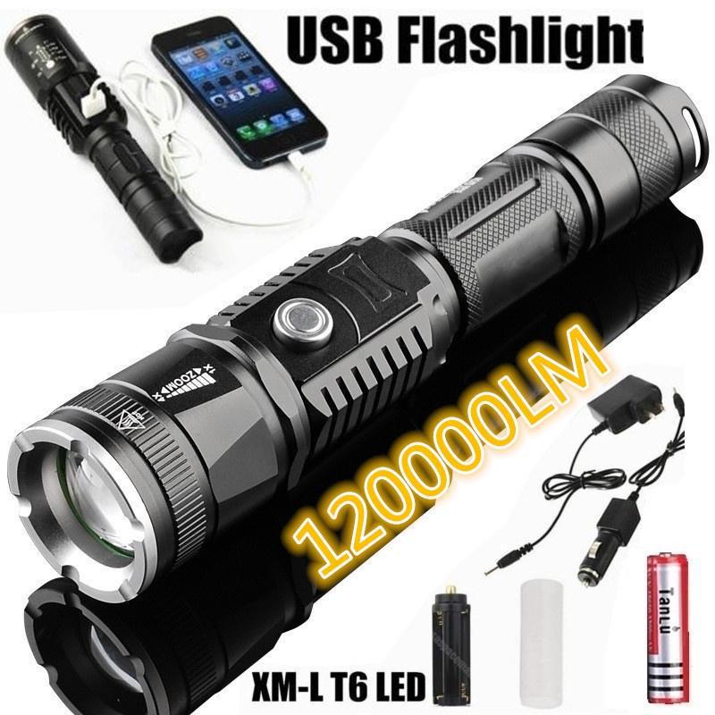 Buy Glare CREE T6 LED Flashlight Usb Rechargeable Flashlight Linternas ...