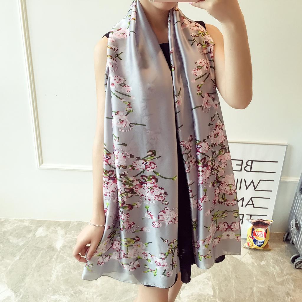 Buy Ladies Top Pure Silk Scarf Designer Japanese Sakura Print Shawl ...