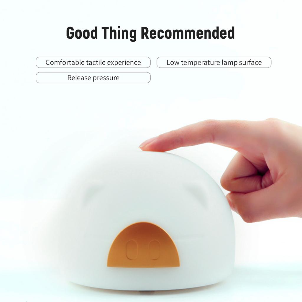 Rechargable Touchsensor Bedside Table Sleep Lamp Piggy Shape Tap Pat ...