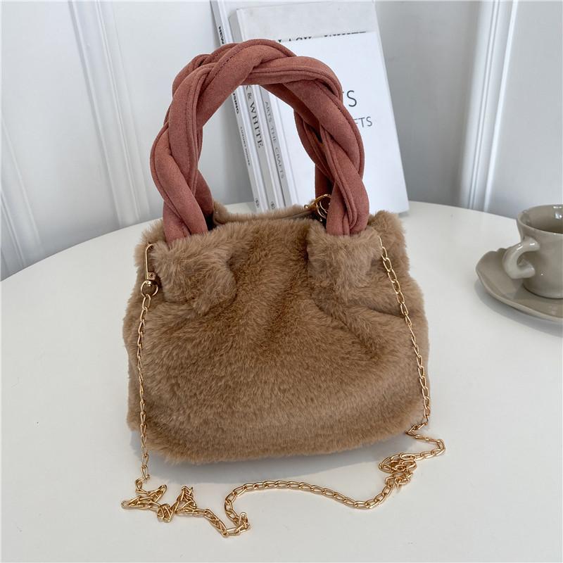 Buy Plush Bag Female Tide Cherry Hair Ball Chain Bag Messenger Bag ...