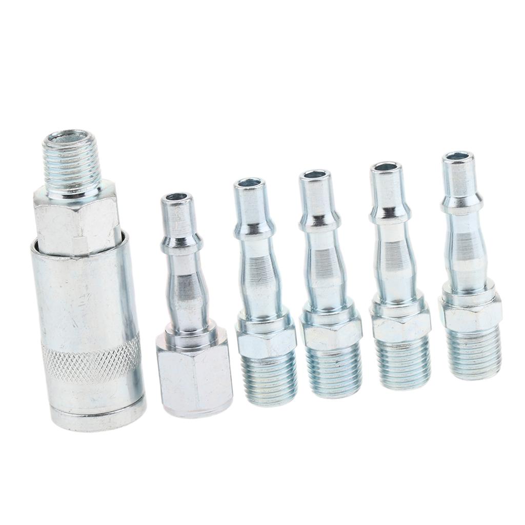 6 Pieces Quick Coupler Set Air Hose Connector Fittings 1/4" Tools Plug ...