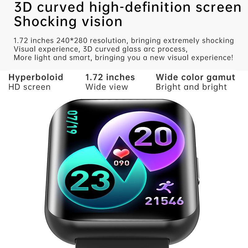 Buy 1.72 Inch Smart Watch Curved Screen Full Touch Bluetooth Call Heart ...
