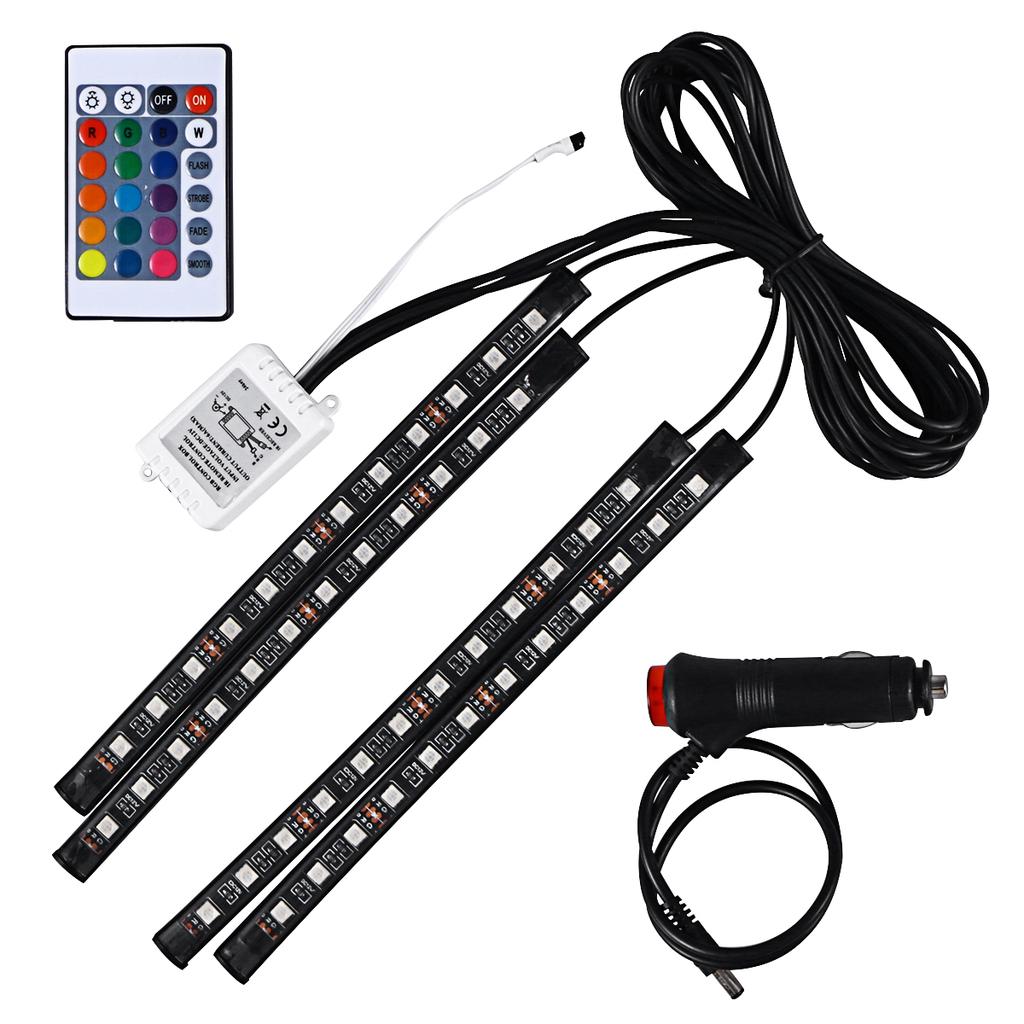 Buy Car LED Strip Light 12 LED DC Multicolor Music Car Interior Light ...