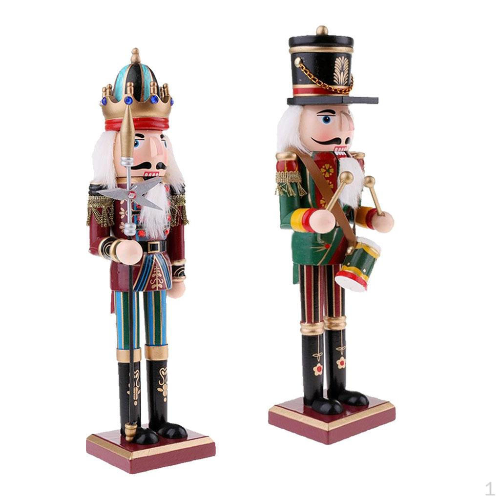 Buy 2pcs 30cm Wooden Nutcracker Solider Figures Model Puppet Doll Toy ...