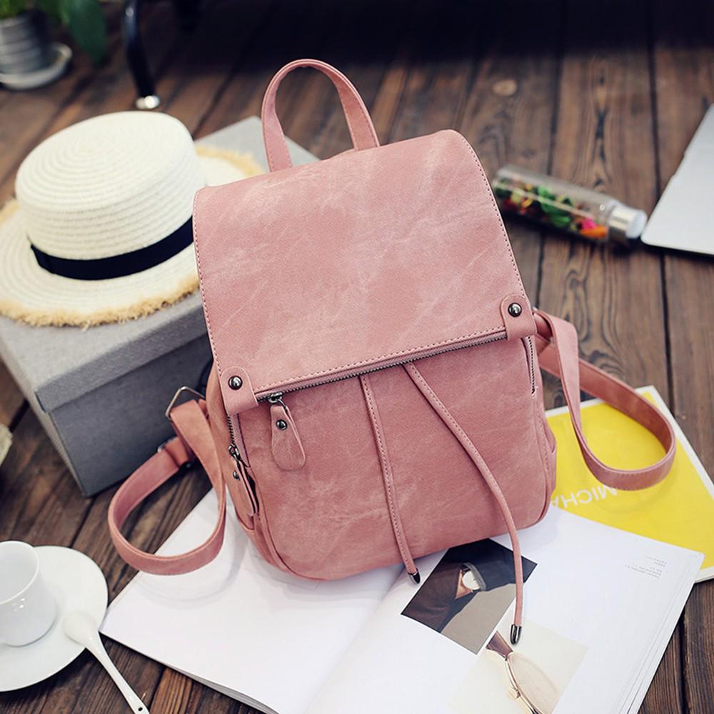 Women Soft Leather Casual Small Packet Preppy Style Rucksacks Backpacks ...