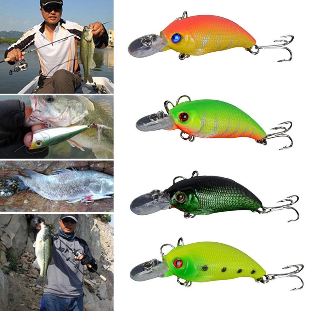 Cheap 4 Colors Plastic Hard Crank Crankbait Baits Fishing Lures Two ...