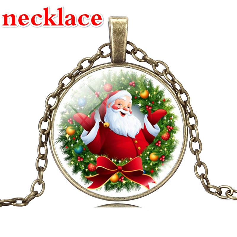 Buy Christmas Gift Fashion Santa Claus Time Gem Stone Necklace Glass ...