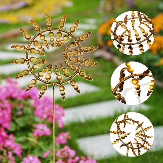 Buy Color Unique Metal Windmill DIY Modern Golden Metal Windmill and ...