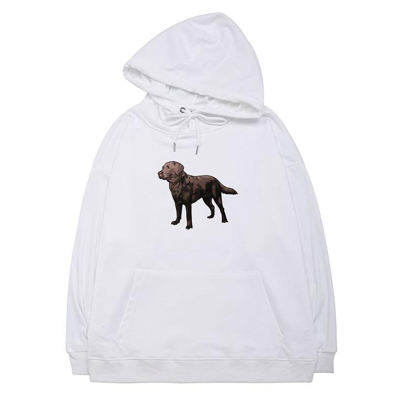 Buy Autumn Chocolate Lab Print Unisex White Hoodies Drawstring Pocket ...
