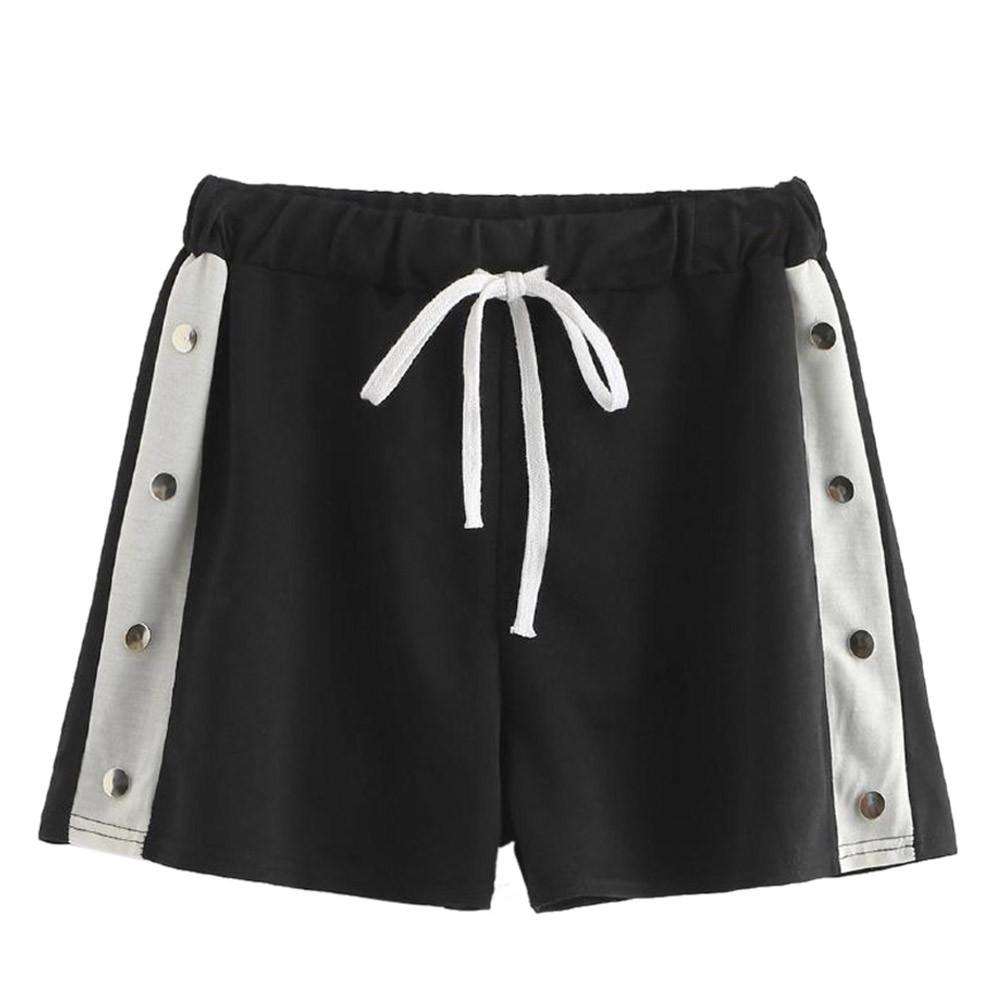 Buy Womens Nail Buckle Mid Waist Loose Shorts Drawstring Waist Ringer ...