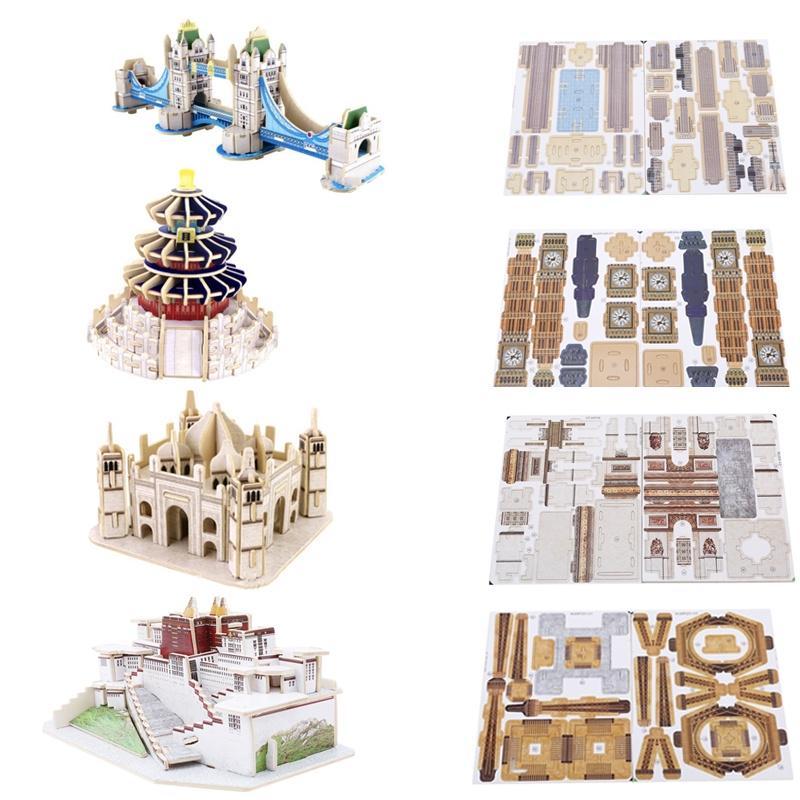 Buy Unique Architectural Model Toy Building Blocks Wooden DIY 3D Puzzle ...