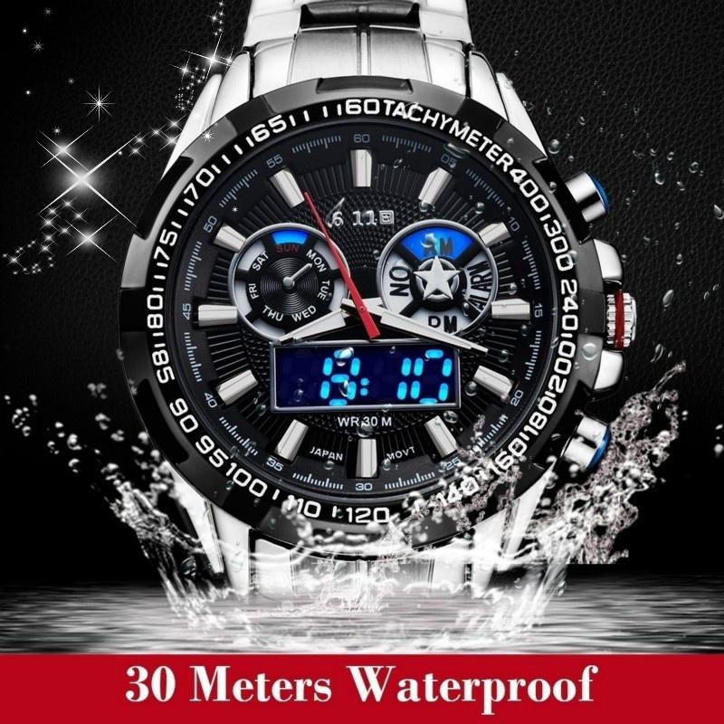 Buy Mens Multi-function Wrist Watches Blue LED Light Digital Military ...