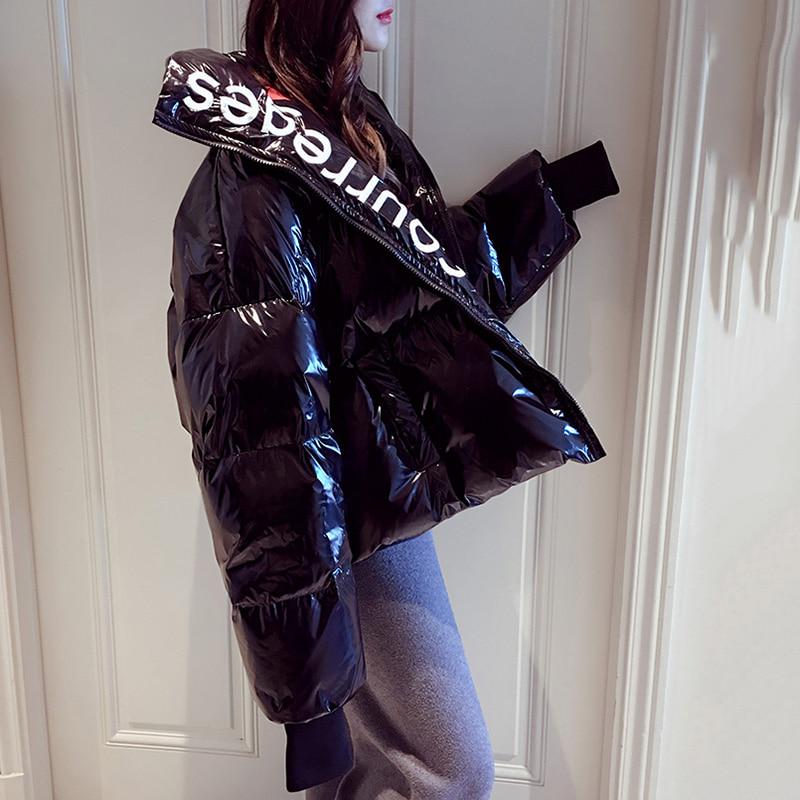 Winter Glossy Down Women's Waterproof Coat Embroidery Jacket Loose ...