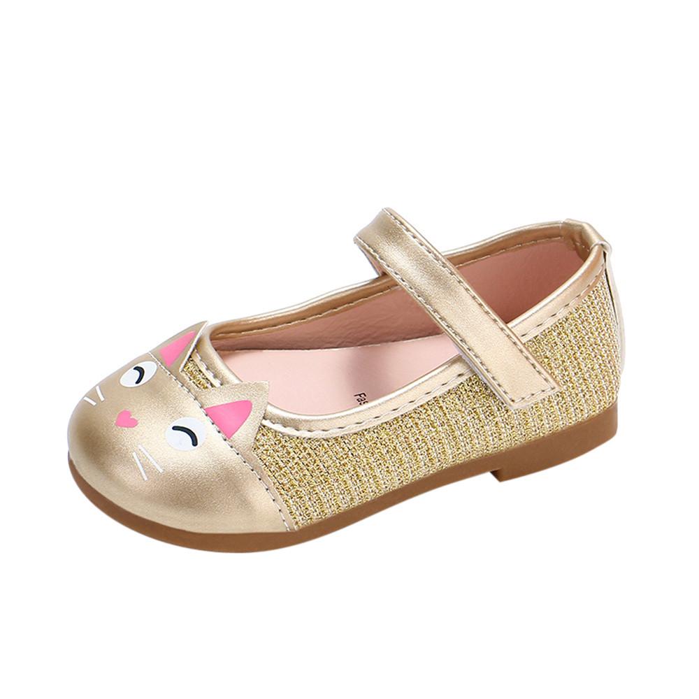Buy AOM Toddler Baby Girls Children Cute Cartoon Cat Leather Single ...