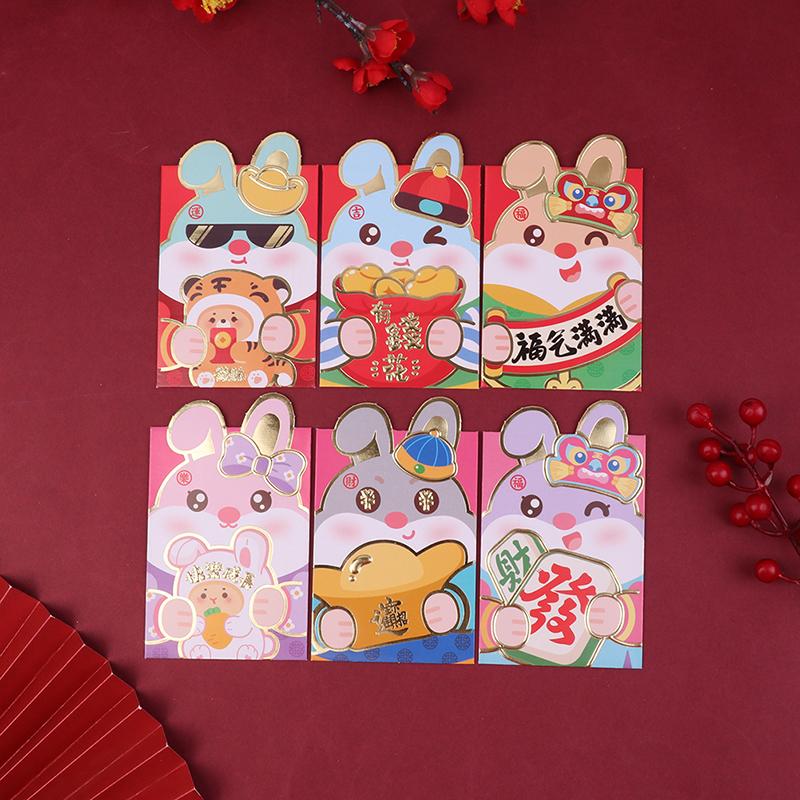 Buy 6Pcs 2023 New Year's Creative Red Envelope Cartoon Rabbit Red ...