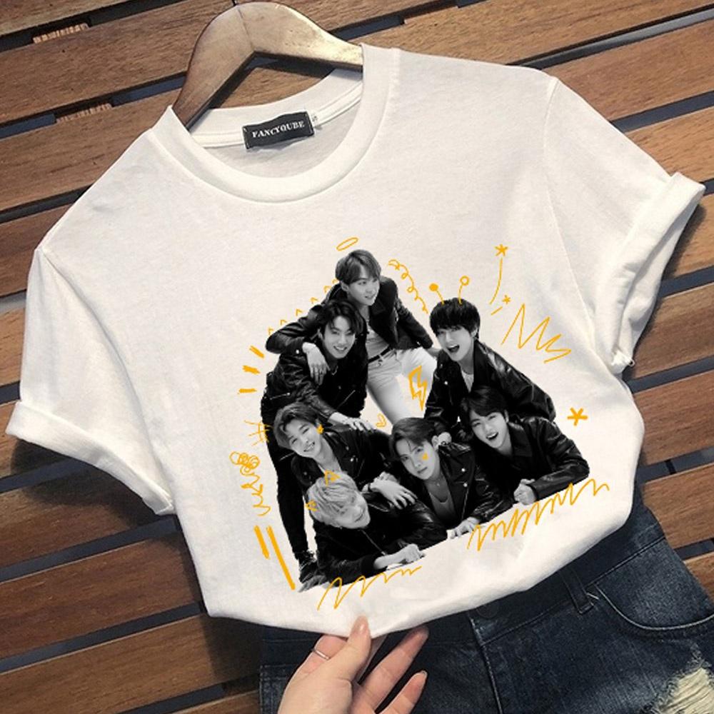 Buy Korean Popular Boy Band Printed Round Neck T-Shirts Cozy Tops at ...