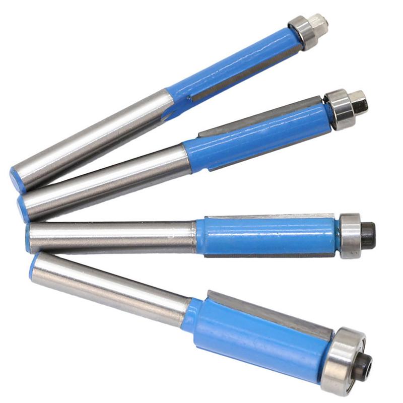 Buy 4Pcs 1/4 Blue Shank Straight Flush Trim Router Bit Set Woodworking ...