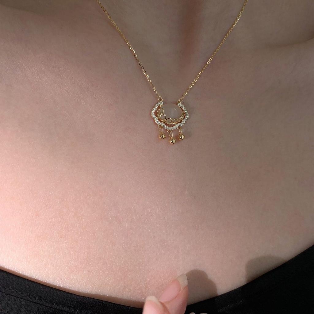 Cheap S925Sterling Silver Lucky Safety Lock Necklace Niche White ...