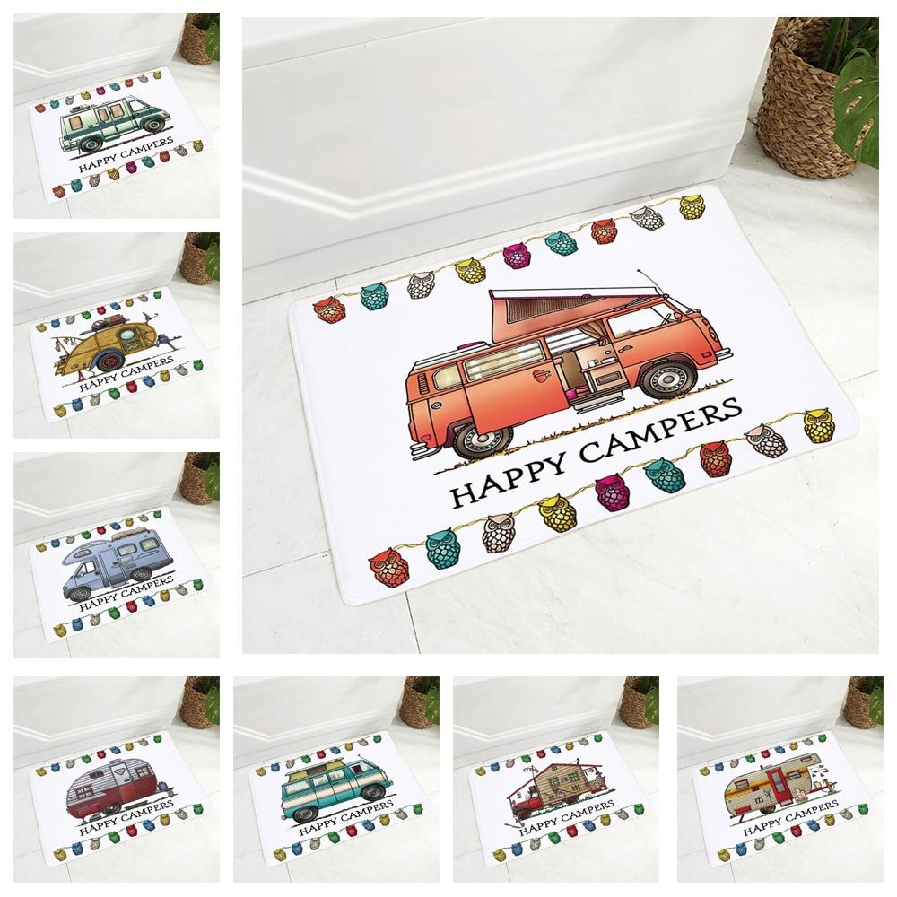 Buy Happy Campers Doormat Kitchen Carpet Non-Slip Decor Cartoon House ...