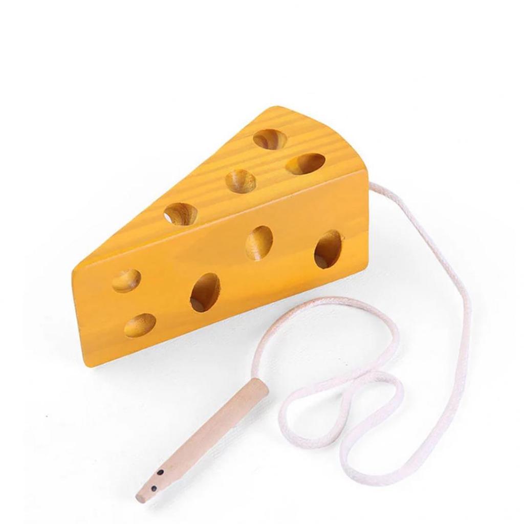 Wooden Mouse Cheese Toys Lacing Game Block Puzzles Baby Kids Early ...