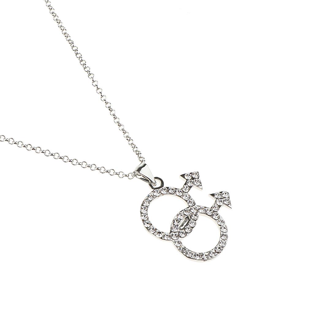 Buy Crystal Double Male Symbol Pendant Necklace Chain LGBT Gay Pride ...