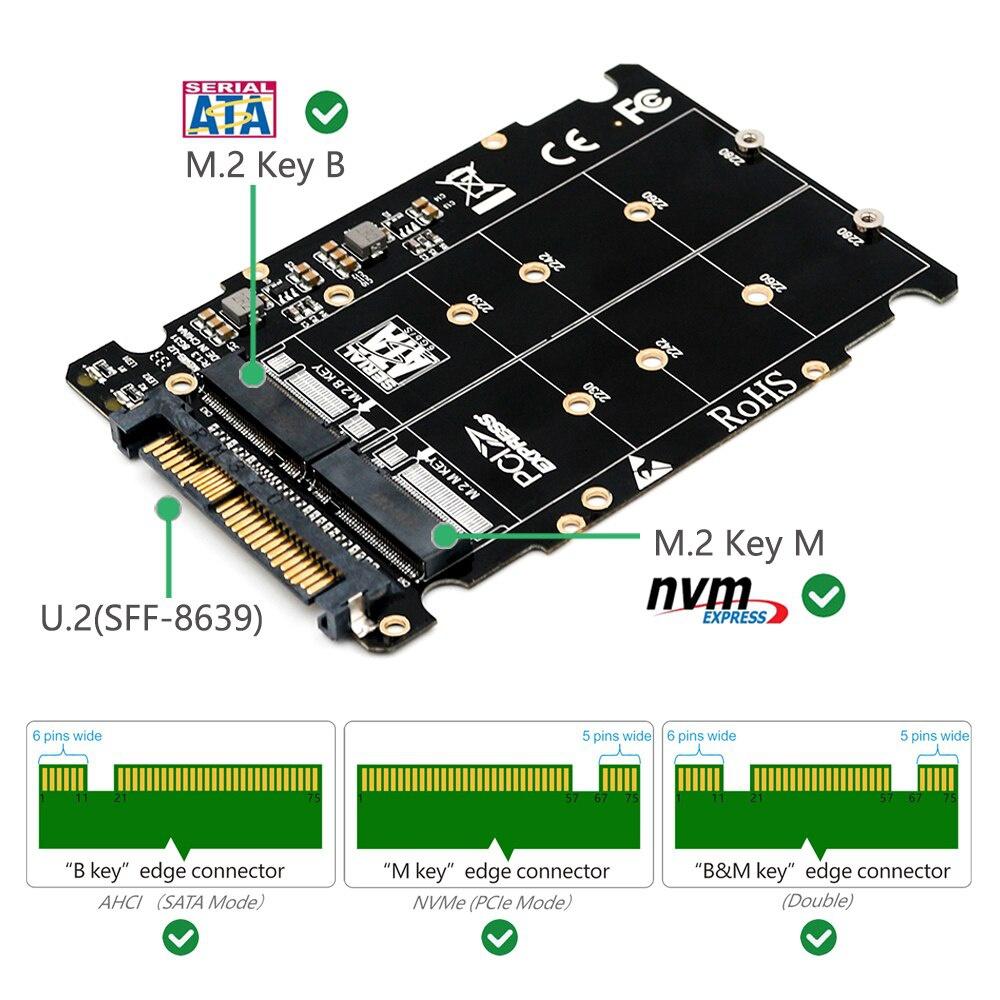 Koupit Adapt r M 2 SSD Na U 2 2v1 M 2 NVMe A SATA Bus NGFF SSD Na PCI e