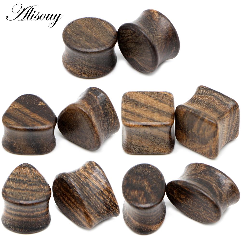 Buy Alisouy 2pcs Wood Flesh Tunnels Double Flared Wooden Ear Expender ...
