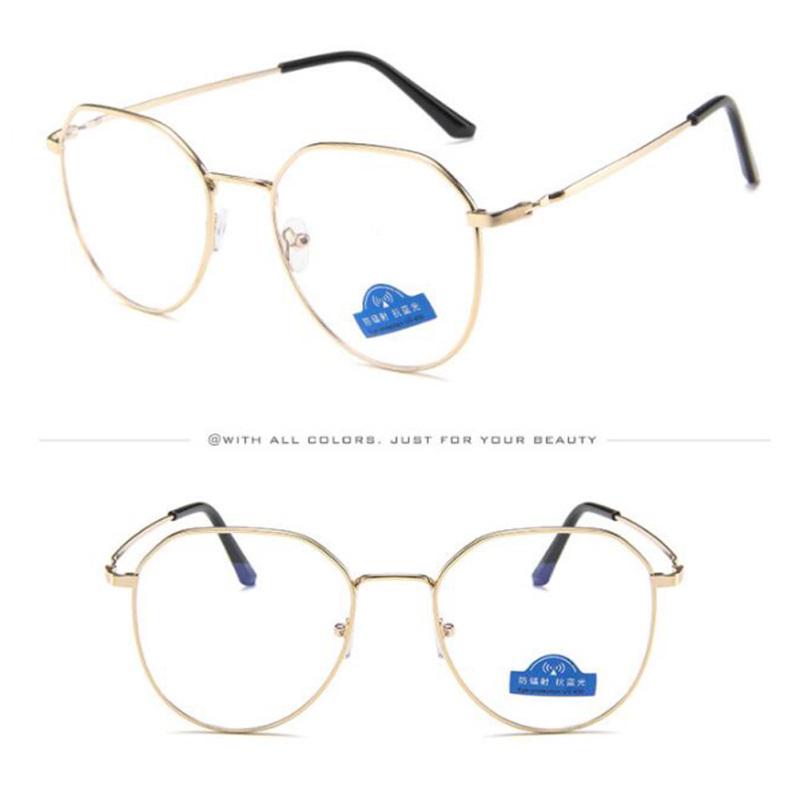 Buy Women Flat Lens Glasses Metal Frame Anti- Blue-ray Eye Protection ...
