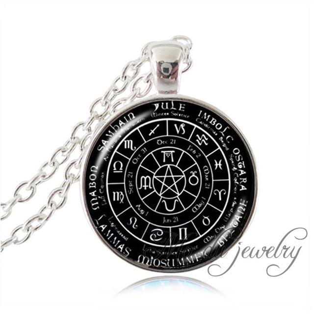 1pcsilver Chain Pagan Wheel Of The Year Necklace Pagan Pendant Pagan ...