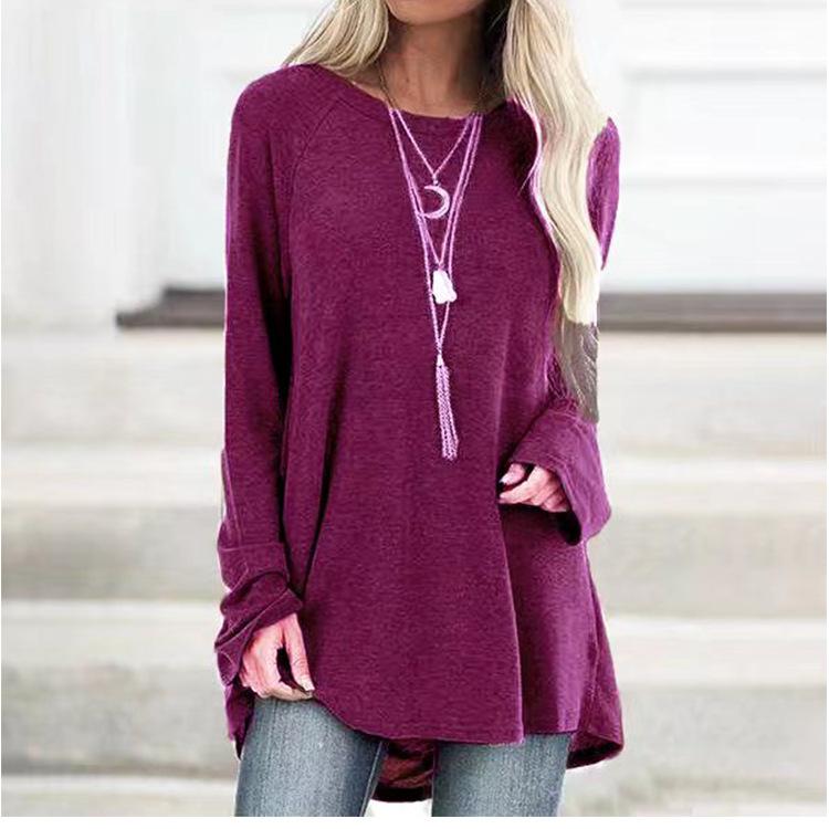 Buy Plus Size Autumn Long Sleeve Pullover Tops Casual Plus Size Pink ...