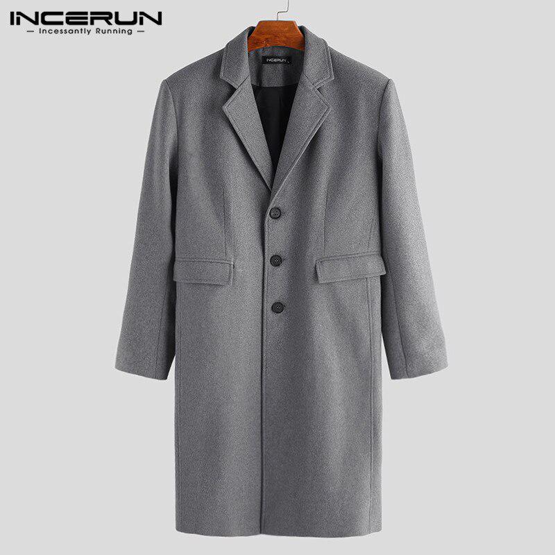 INCERUN New Fashion Long Overcoat Men's Autumn Winter Wool Coat ...