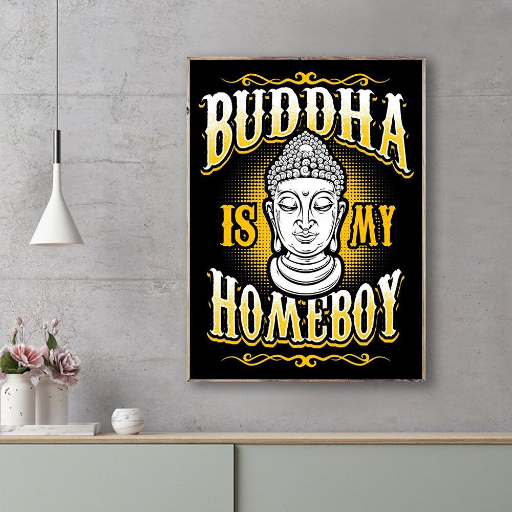 High Quality Funny Buddha Painting Canvas Wall Art Buddha Print Let ...