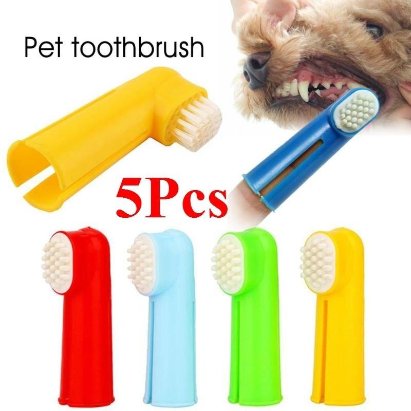 Buy 5Pcs Super Soft Pet Finger Toothbrush Teddy Dog Brush Bad Breath ...